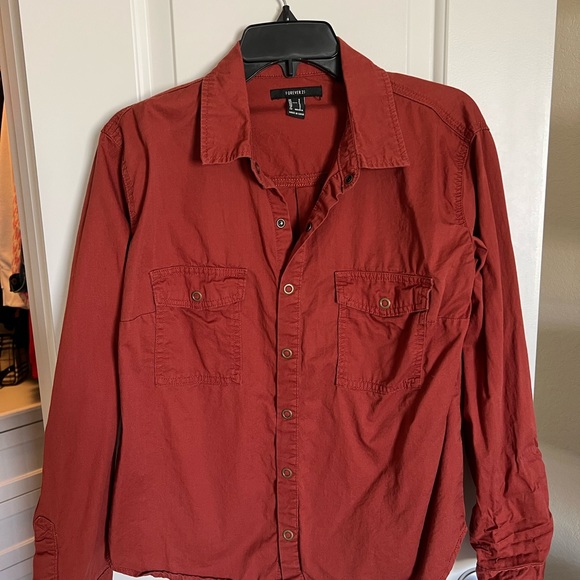 Forever 21 | Tops | Burnt Orange Small Cargo Button Down | Poshmark